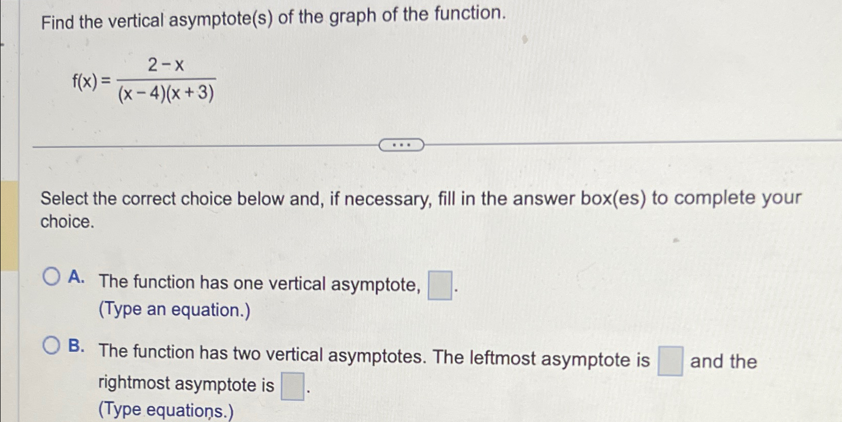 Solved Find the vertical asymptote(s) ﻿of the graph of the | Chegg.com