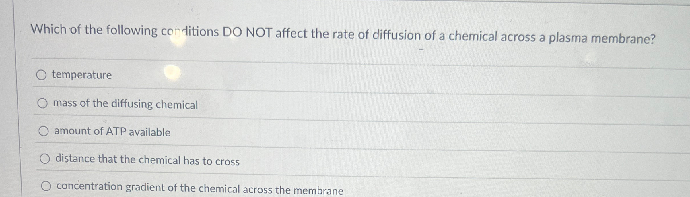 Solved Which of the following conditions DO NOT affect the | Chegg.com