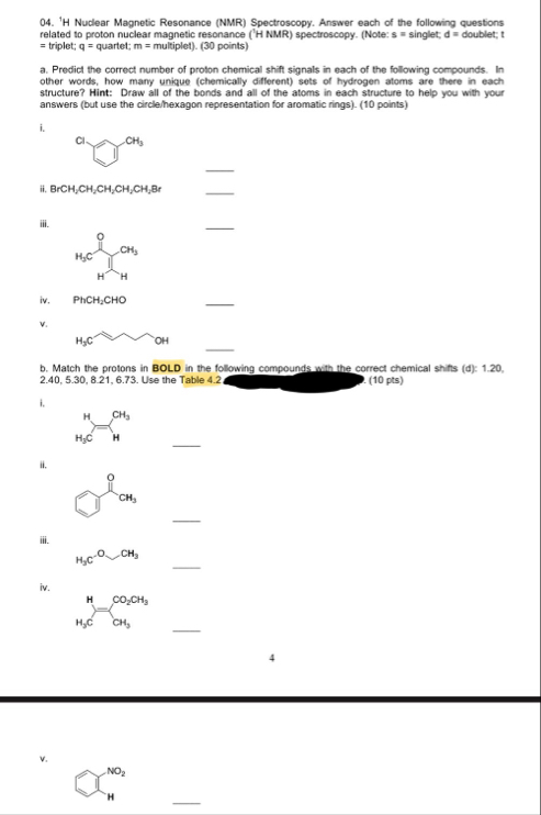 Solved ?1H ﻿Nuclear Magnetic Resonance (NMR) ﻿Spectroscopy. | Chegg.com