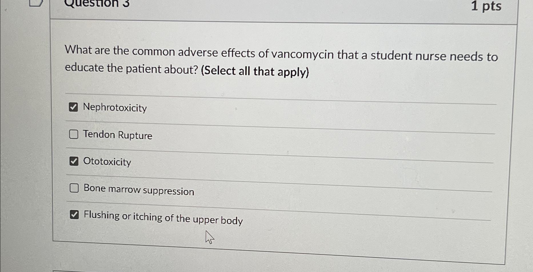 Solved What are the common adverse effects of vancomycin | Chegg.com