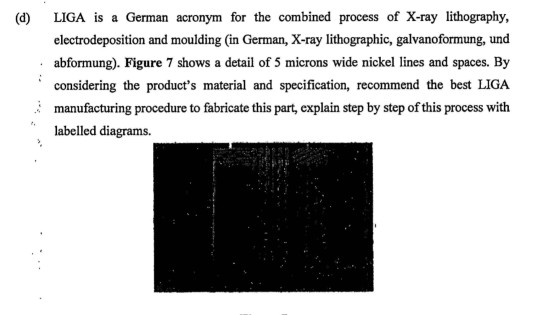 Solved (d) LIGA is a German acronym for the combined process | Chegg.com