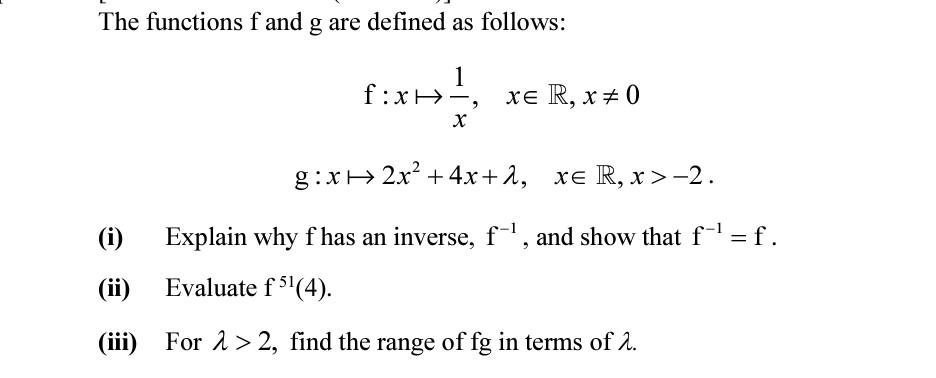 Solved The functions f and g are defined as follows: | Chegg.com