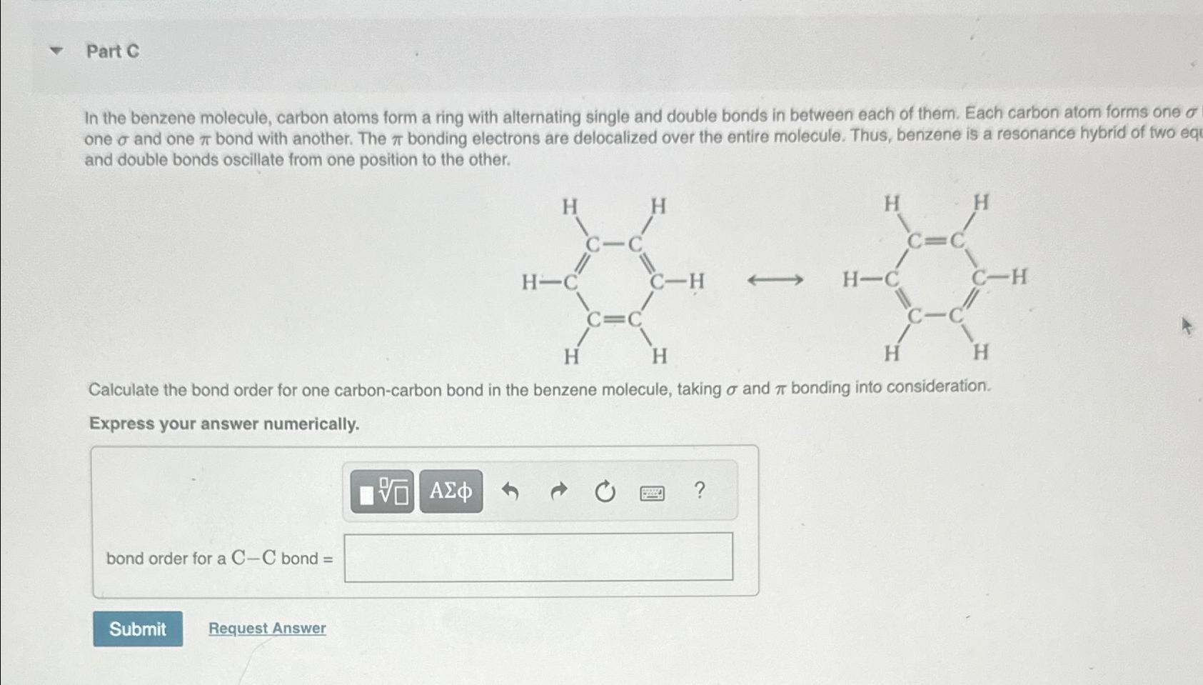 Part CIn the benzene molecule, carbon atoms form a | Chegg.com