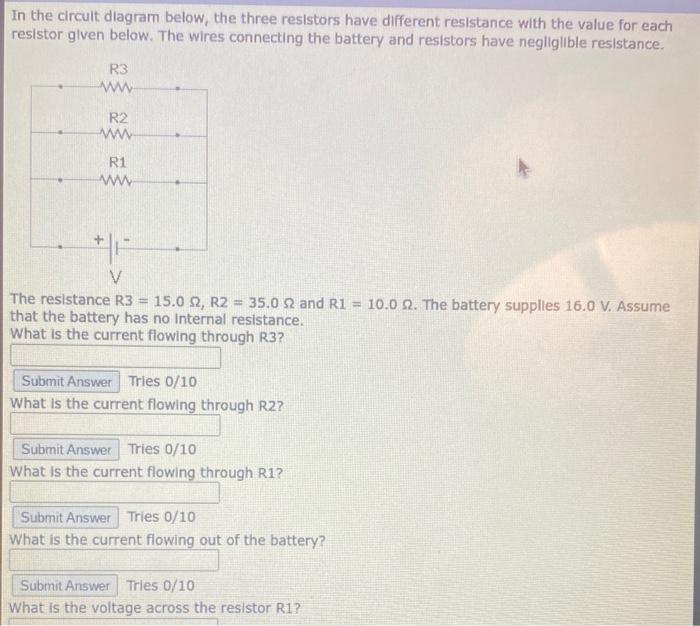 Solved In the circuit diagram below, the three resistors | Chegg.com