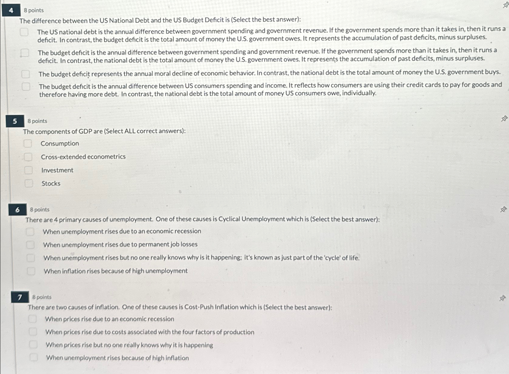 Solved 4 ﻿pointsThe difference between the US National Debt | Chegg.com