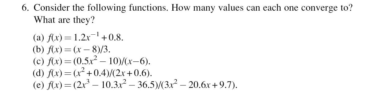 Solved 6. Consider the following functions. How many values | Chegg.com