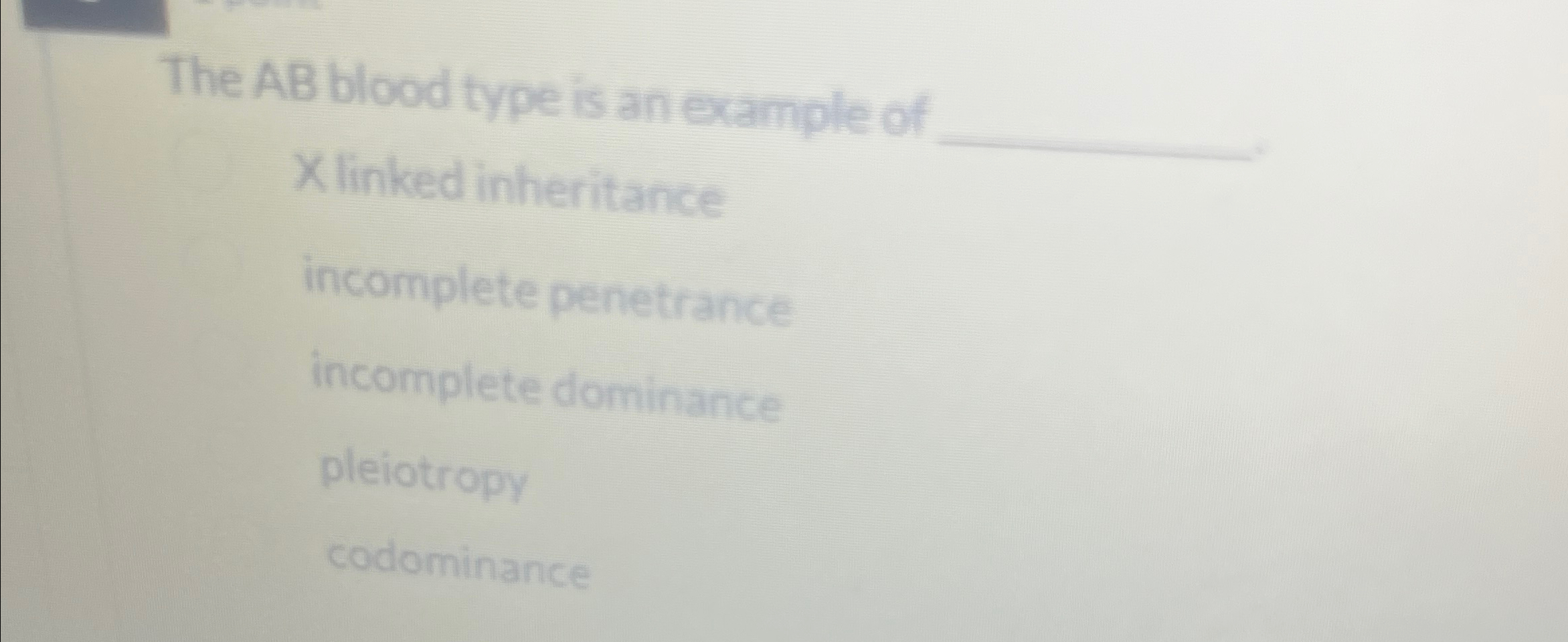 Solved The AB blood type is an example of q, x ﻿linked | Chegg.com