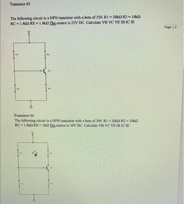 Solved Mechatronics Transistor #1 The following circuit is a | Chegg.com