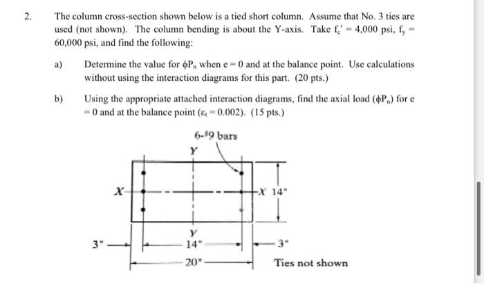 Solved 2. The column cross-section shown below is a tied | Chegg.com