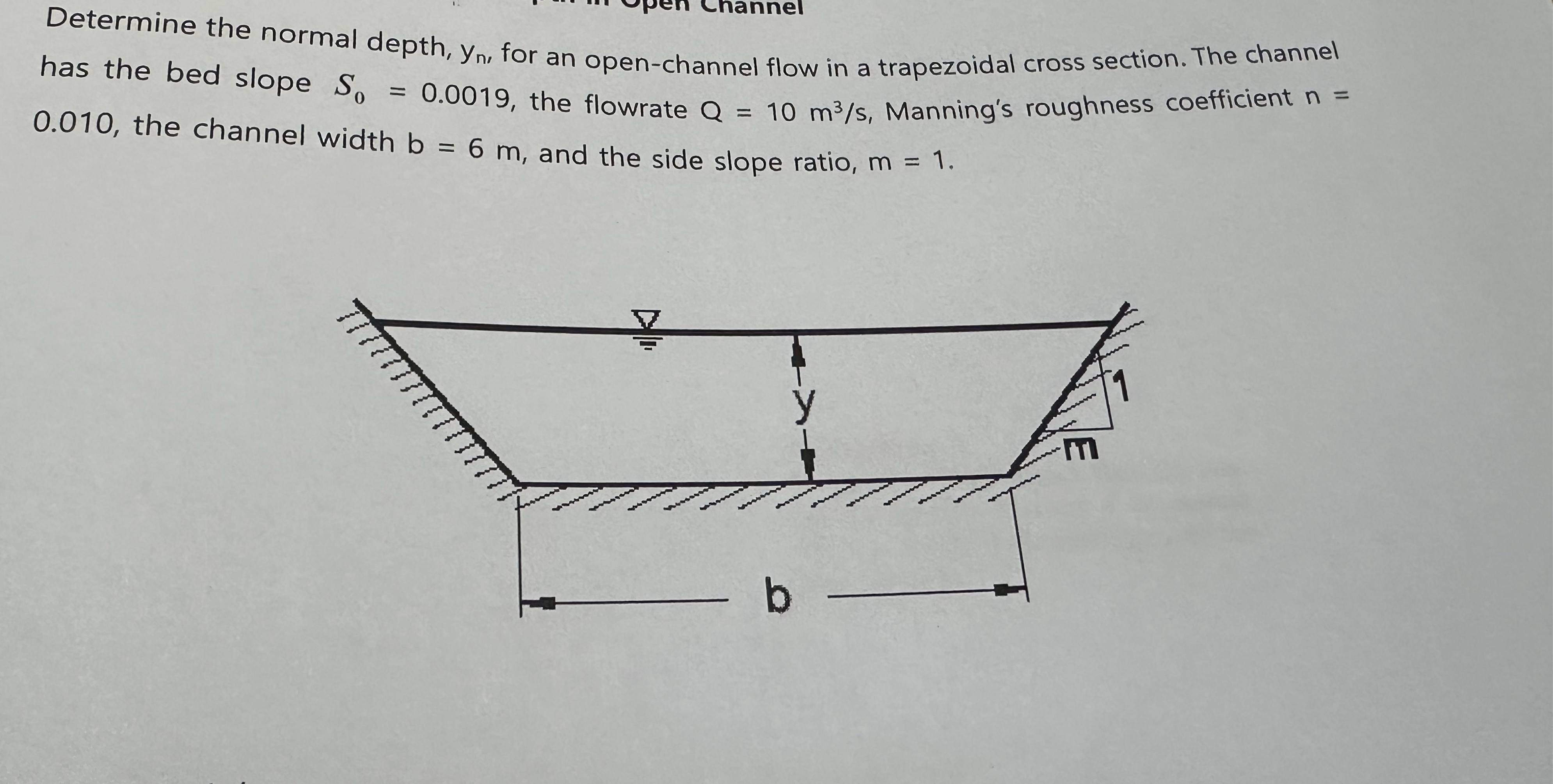 Solved Determine the normal depth, yn, ﻿for an open-channel | Chegg.com