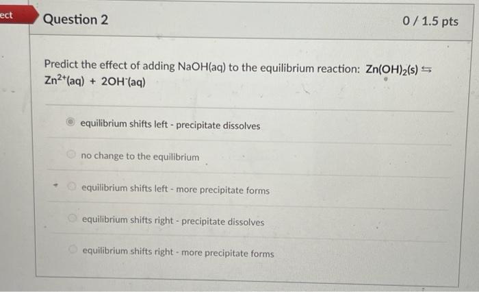 Solved Predict the effect of adding NaOH(aq) to the | Chegg.com