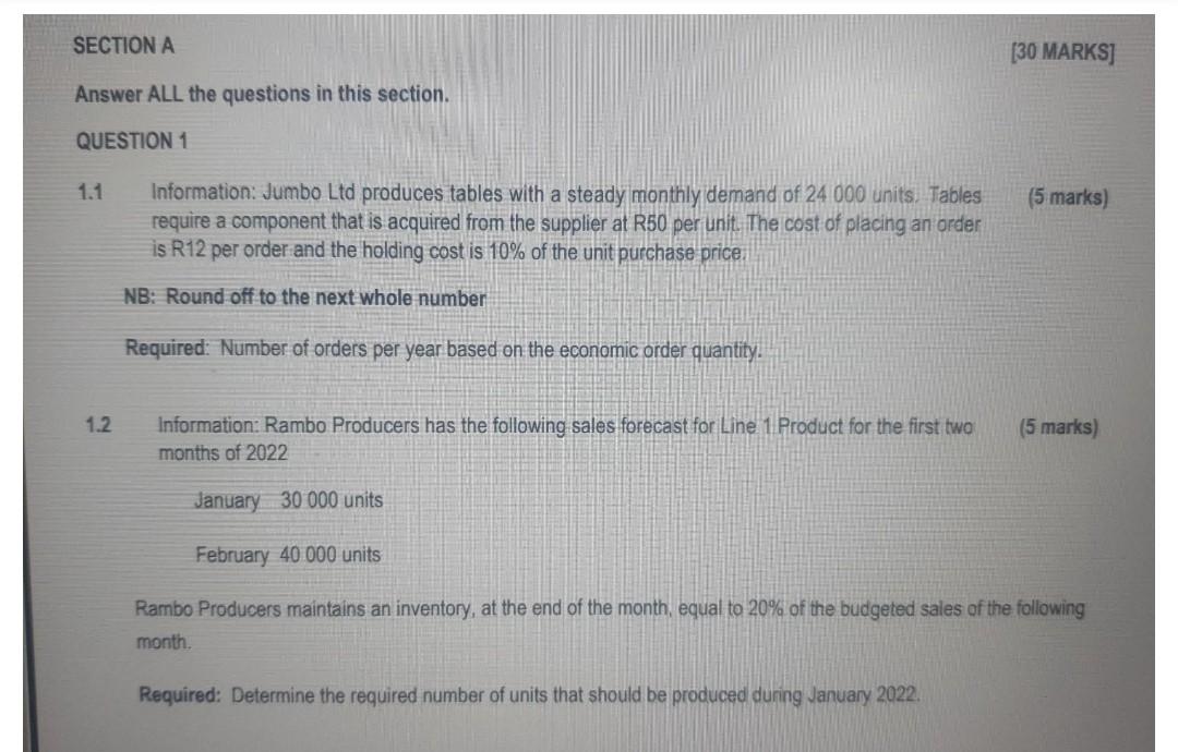 Solved SECTION A [30 MARKS] Answer ALL the questions in this | Chegg.com