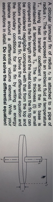 Solved A circular (annular) fin of radius r2 is attached to | Chegg.com