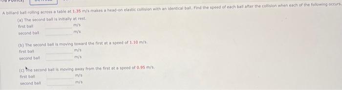 Solved A billised ball rolling across a table at 1.35 m/s | Chegg.com