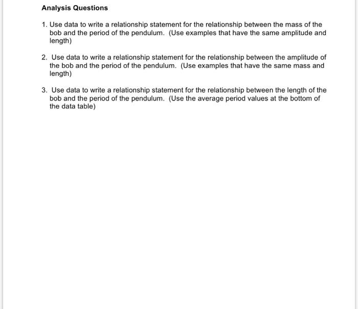 Solved Name: Pendulum Virtual Lab Record your data and | Chegg.com