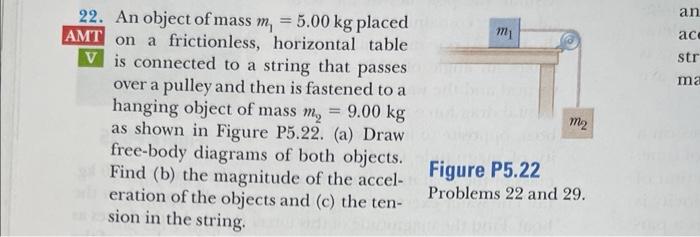 Solved 22. An object of mass m1=5.00 kg placed AMT on a | Chegg.com