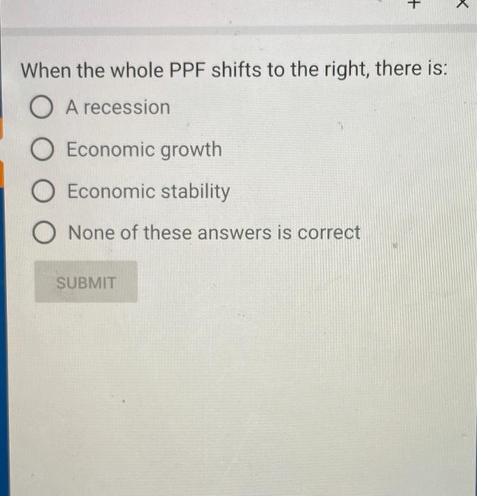 Solved + X When the whole PPF shifts to the right, there is: | Chegg.com