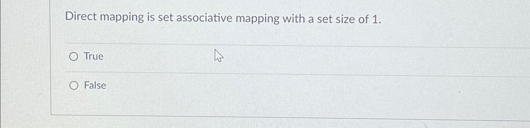 Solved Direct mapping is set associative mapping with a set | Chegg.com