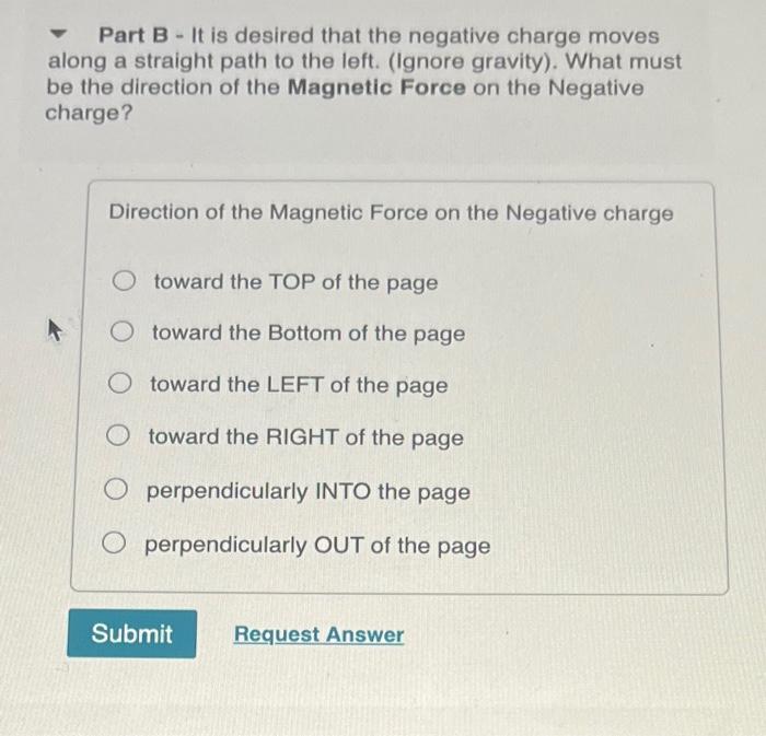Solved Learning Goal: A NEGATIVE electric charge moves to | Chegg.com