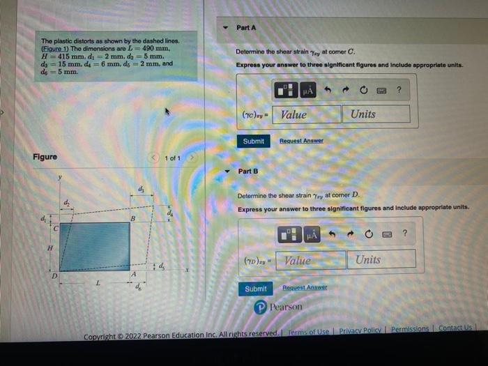 Solved Part A The plastic distorts as shown by the dashed | Chegg.com