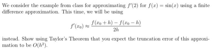 Solved We consider the example from class for approximating | Chegg.com