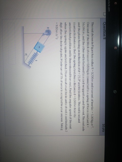 Solved acture.com Question 8 10 pts The reel shown in Figure | Chegg.com