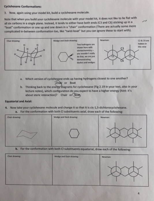 Solved Cyclohexane Conformations: 3. Now, again using your | Chegg.com