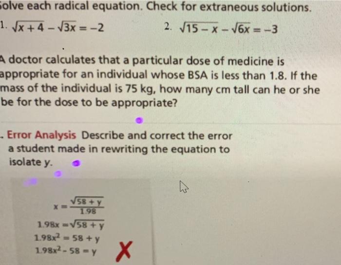 Solved Solve each radical equation. Check for extraneous | Chegg.com