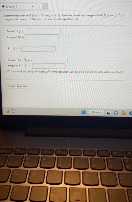 Solved Determine the inverse of f(x)=7⋅log2(x+1). State the | Chegg.com