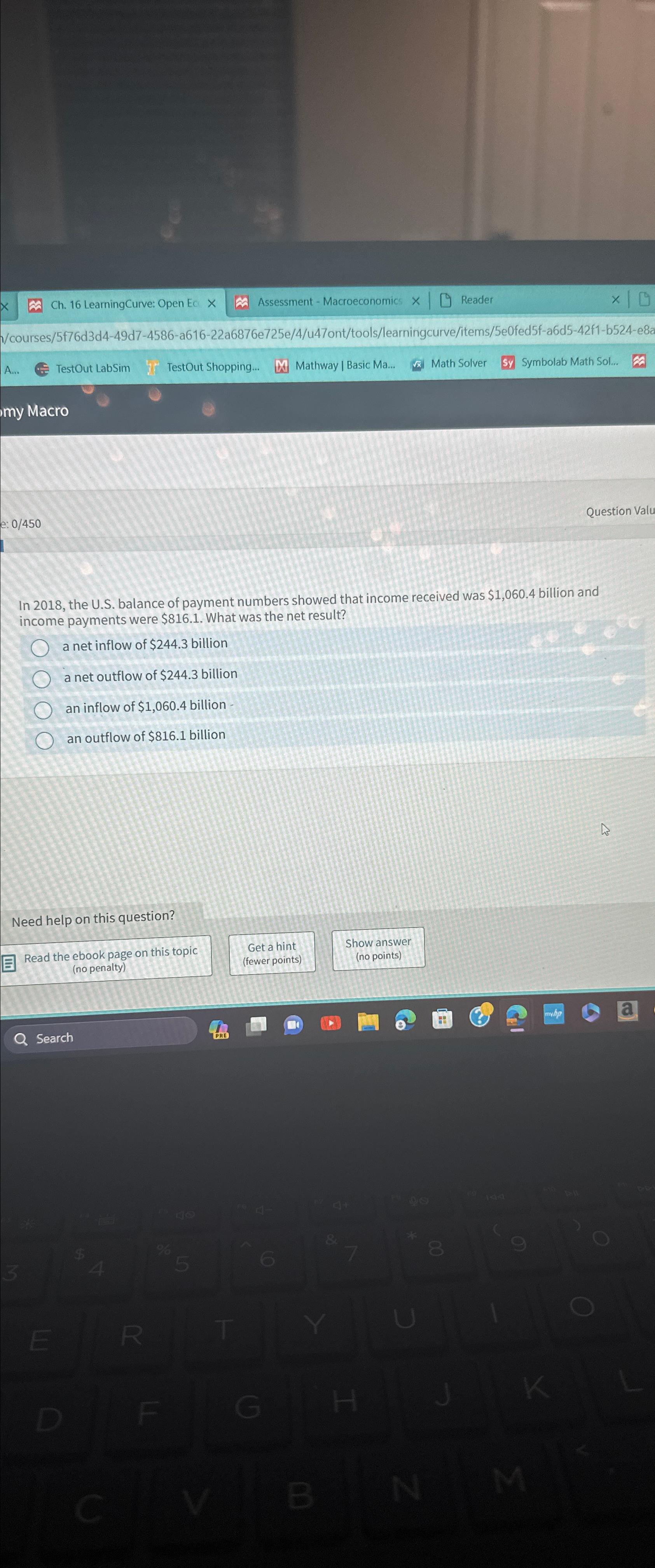 Solved In 2018 , ﻿the U.S. ﻿balance of payment numbers | Chegg.com
