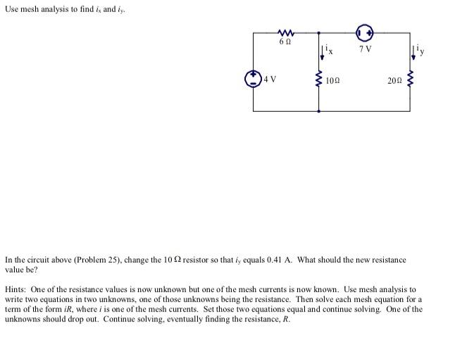 Solved Use mesh analysis to find ix and y. ww 612 IX 7 V w | Chegg.com