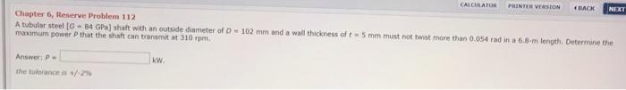 CALCULATOR PRINTER VERSION « HACK NEXT Chapter 6, | Chegg.com