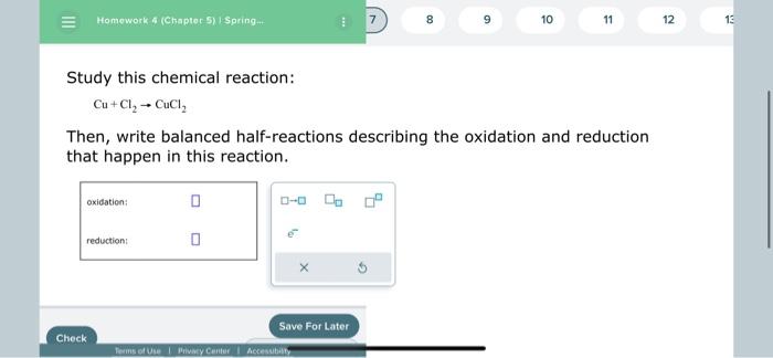 Solved Study this chemical reaction: Cu+Cl2→CuCl2 Then, | Chegg.com