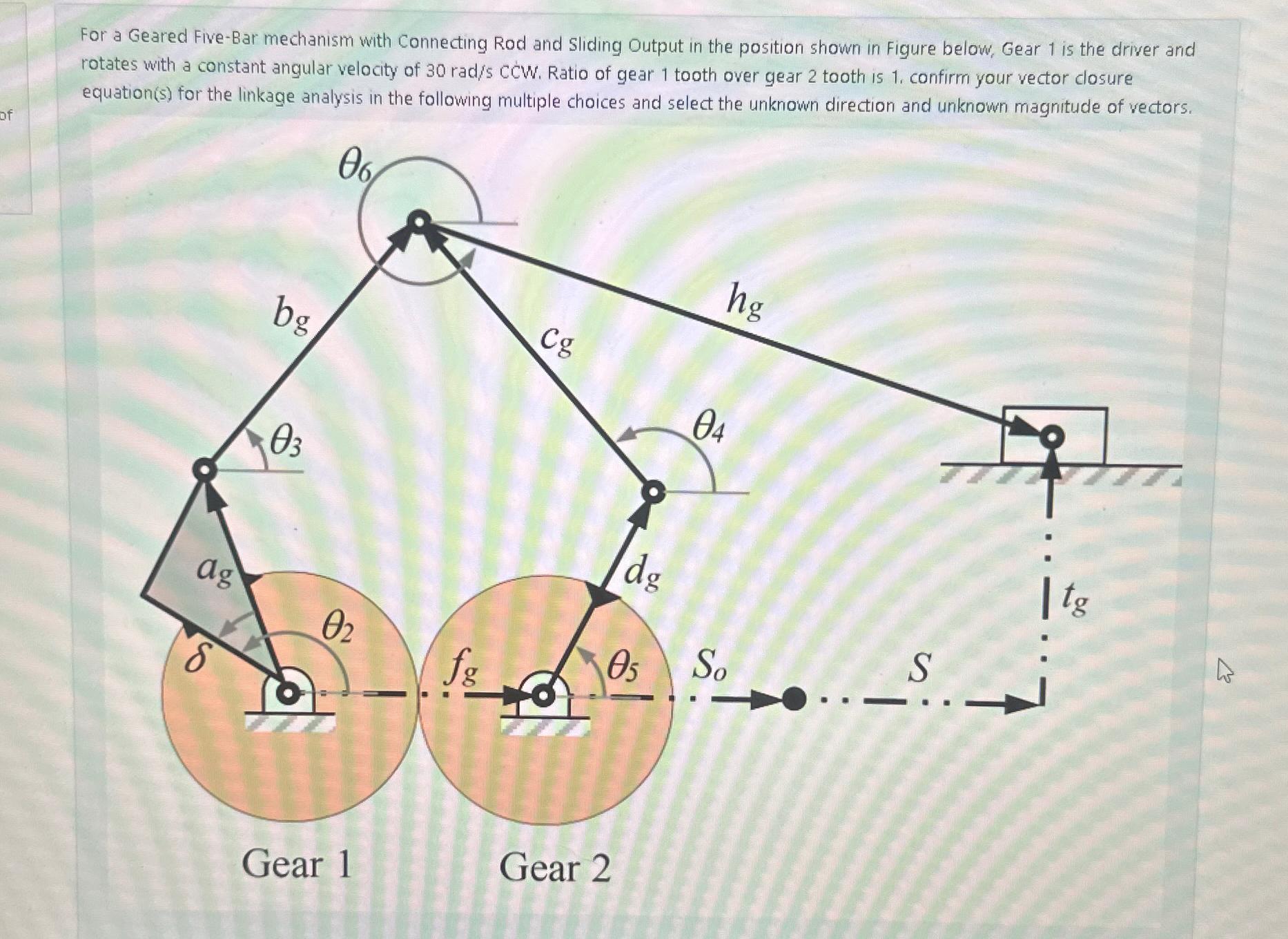 For a Geared Five-Bar mechanism with Connecting Rod | Chegg.com