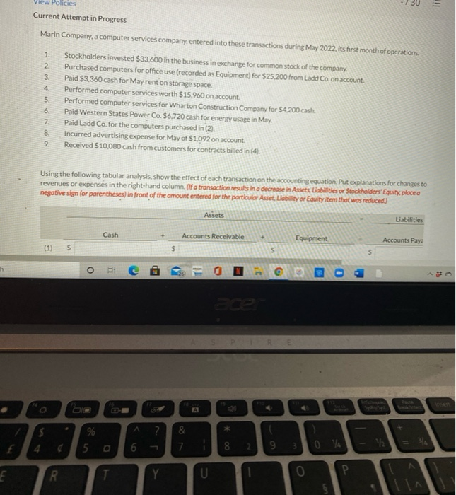 Solved IT lew Policies Current Attempt in Progress 1. Marin | Chegg.com