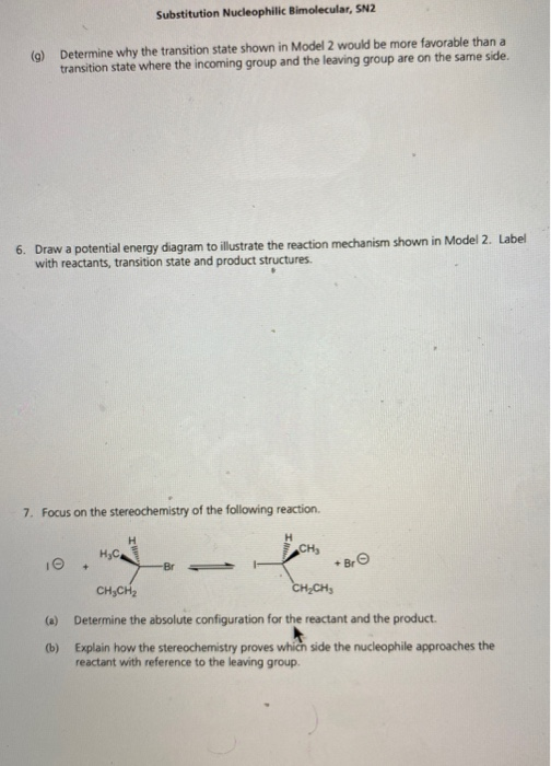 Solved Substitution Nucleophilic Bimolecular, SN2 (g) | Chegg.com