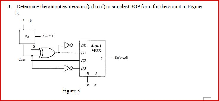 Solved 3. Determine the output expression f(a,b,c,d) in | Chegg.com