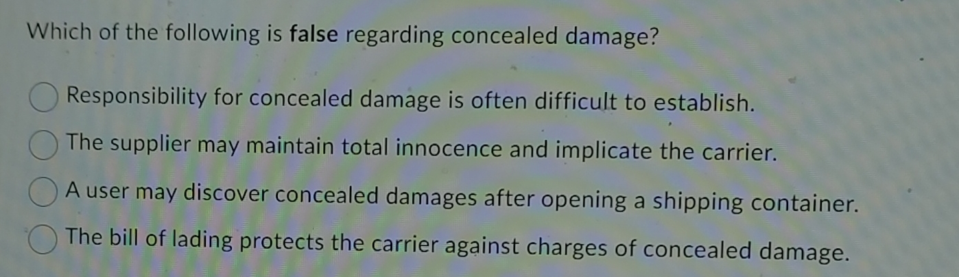 Solved Which of the following is false regarding concealed | Chegg.com