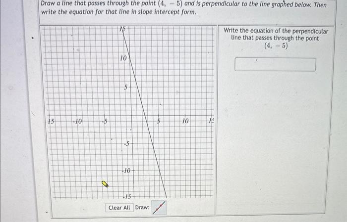 Solved Draw a line that passes through the point (4,−5) and | Chegg.com