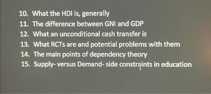 Solved 10. What the HDI is, generally 11. The difference | Chegg.com
