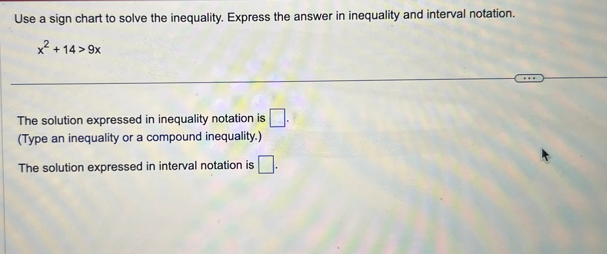 Solved Use a sign chart to solve the inequality. Express the | Chegg.com