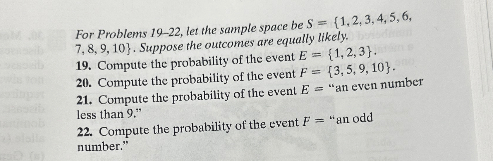 Solved For Problems 19-22, ﻿let the sample space be | Chegg.com