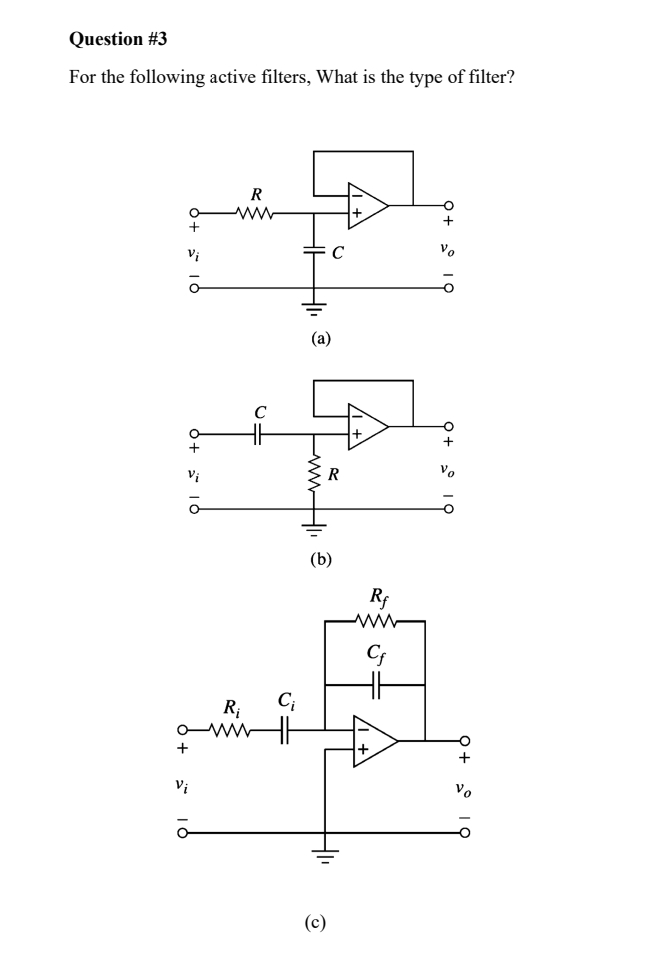 Solved Question #3For the following active filters, What is | Chegg.com