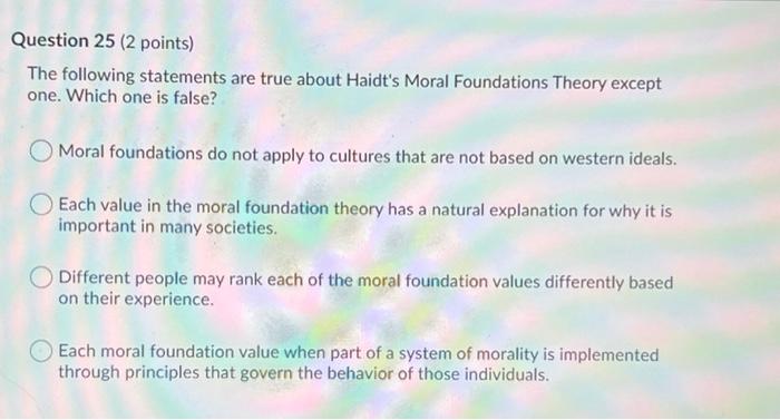 Solved Question 25 (2 points) The following statements are | Chegg.com