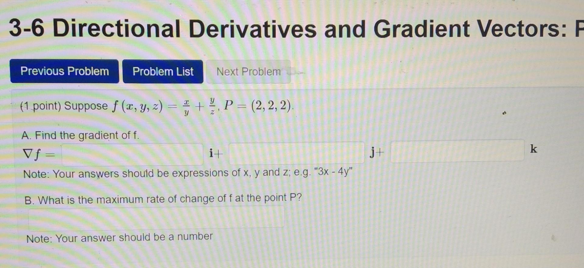 Solved 3-6 Directional Derivatives and Gradient Vectors: P | Chegg.com