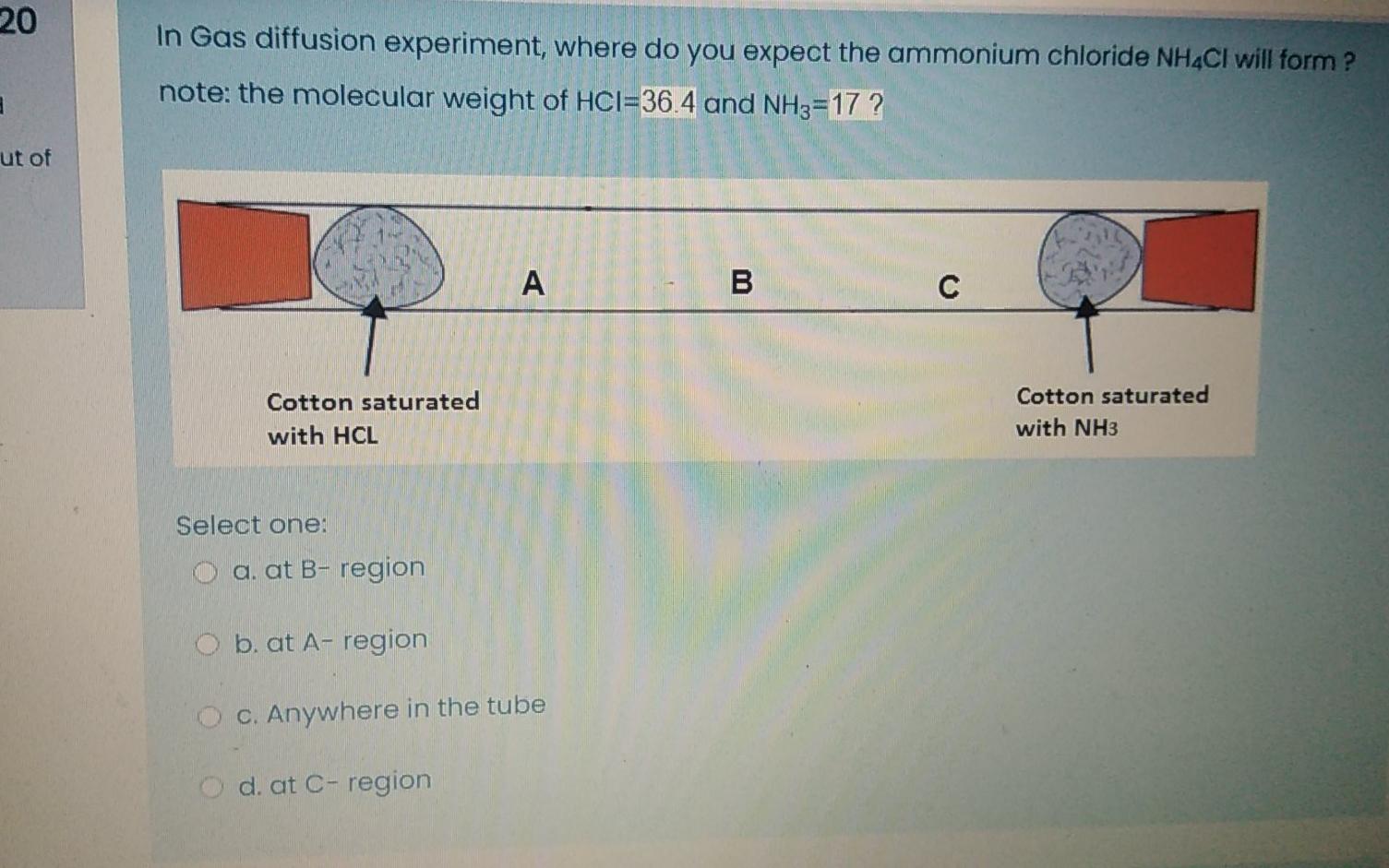 Solved 20 In Gas diffusion experiment, where do you expect | Chegg.com