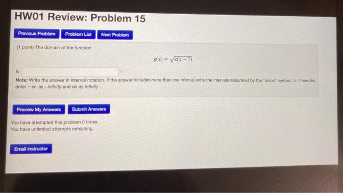 Solved HW01 Review: Problem 15 Next Problem Previous Problem | Chegg.com