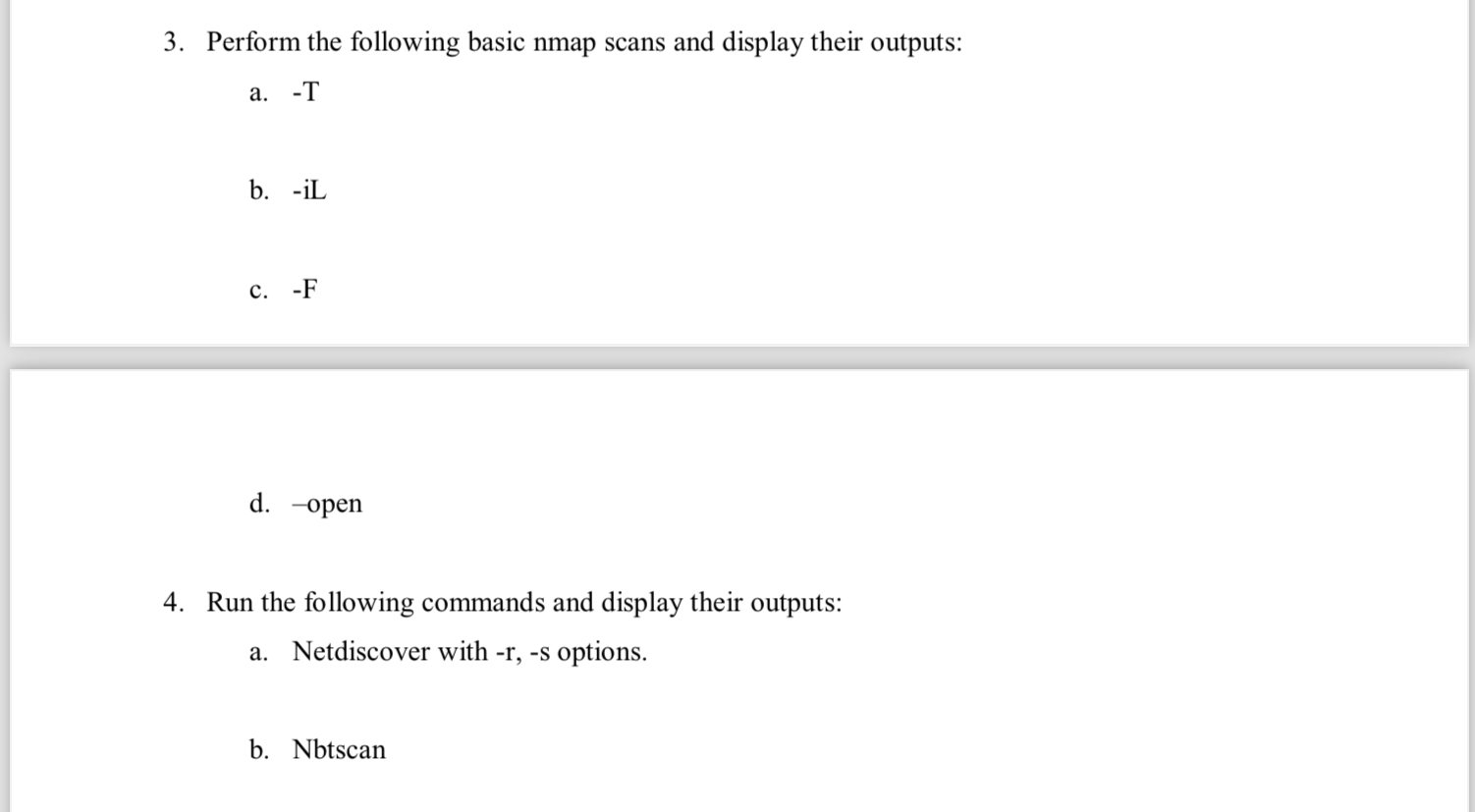 Solved Perform the following basic nmap scans and display | Chegg.com