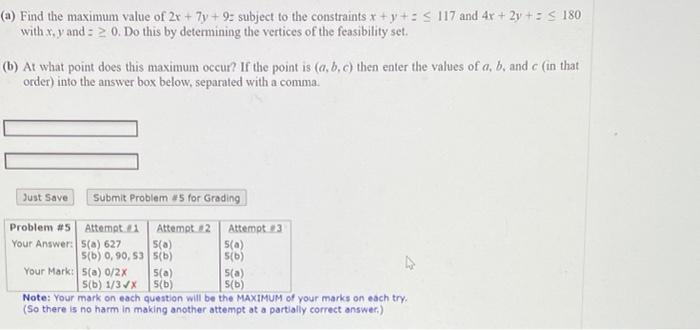 Solved A Find The Maximum Value Of 2x 7y 9z Subject To The