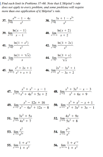 Solved | ﻿Find each limit in Problems 37-60. ﻿Note that | Chegg.com